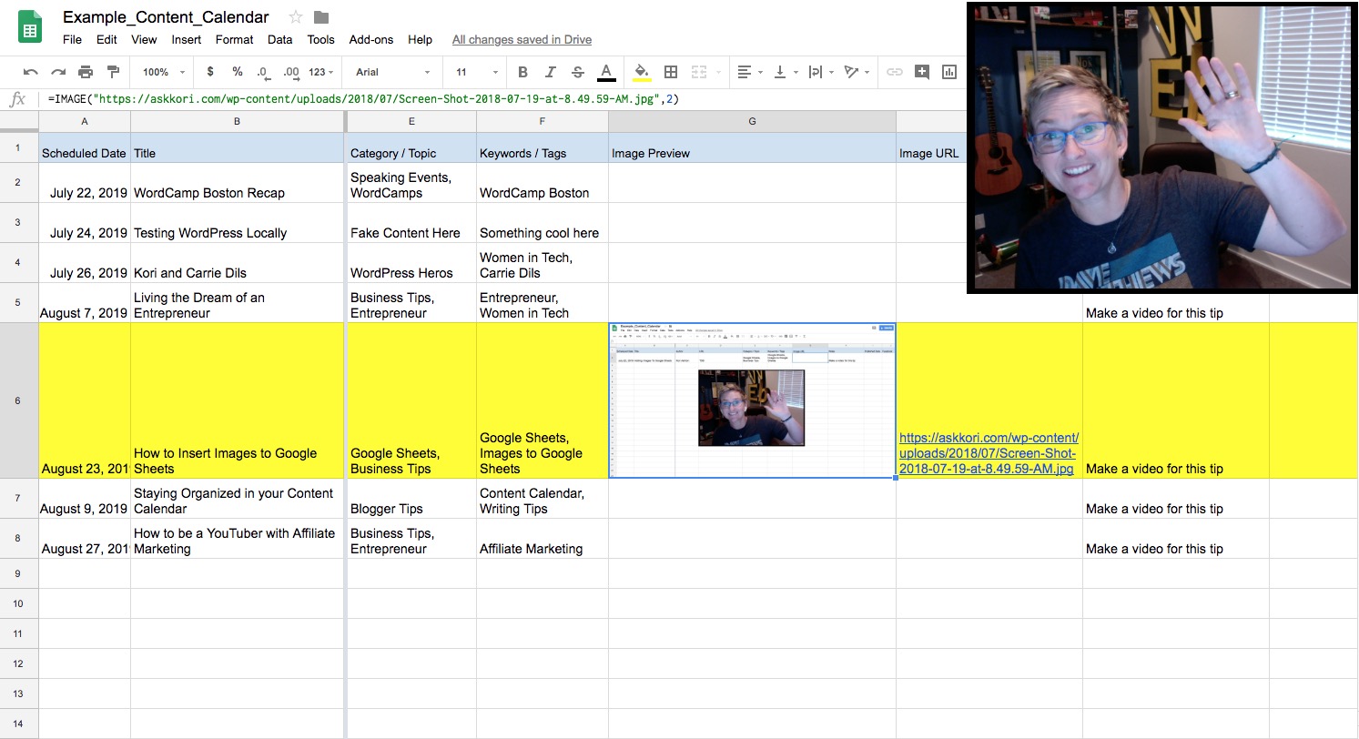 Insert Images Into Google Sheets Ask Kori WordPress Wednesday